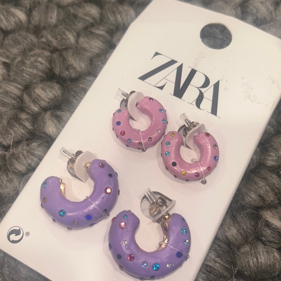 Zara | Jewelry | Nwt Zara Pink Purple Earring Duo | Poshmark